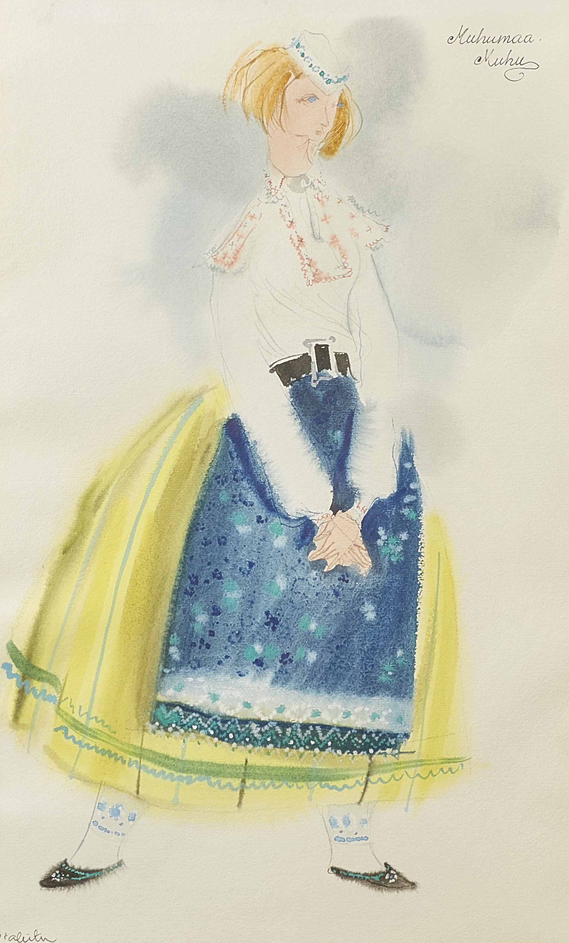 Akavreller, 2 st. Silvia Leitu (1912-1969), folkdräkter, signerade, 45x27. Metropol - Auktioner ...